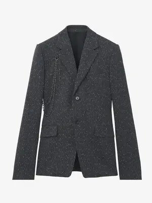 Alexander McQueen Flecked Pinstripe Single-breasted Jacket - Grey Melange