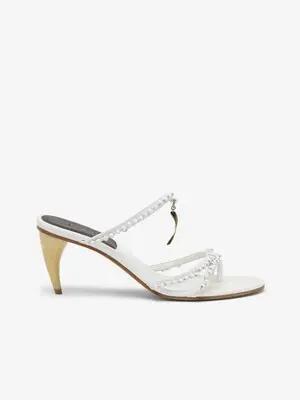 Alexander McQueen Rosa Leather Sandal - White