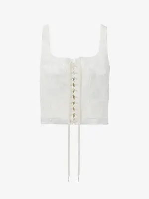 Alexander McQueen Fil Coupé Floral Corset Top - Ivory