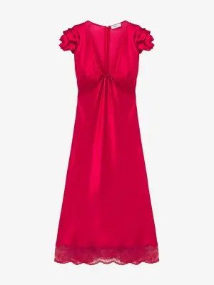 Alexander McQueen Gathered Sleeve Midi Dress