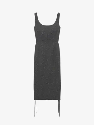 Alexander McQueen Corset Lace Flecked Pinstripe Pencil Dress - Grey