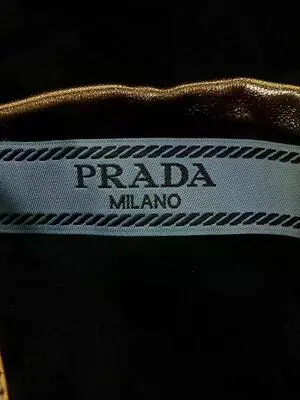 Prada Silk Mini Dress With Leather Trim