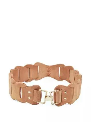 Roberto Cavalli Hammered-effect Buckle Waist Belt - Neutrals