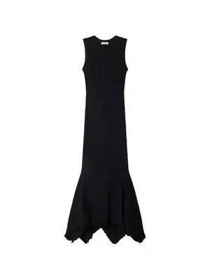 Sandro Lace-effect Ruffled Knit Dress - Black