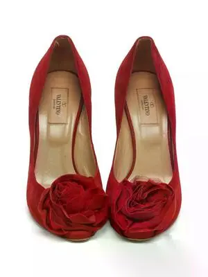 Valentino Garavani Suede Rose Appliqué Peep-toe Pumps