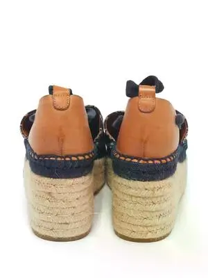 Tory Burch Denim Wedge Espadrille Sandals