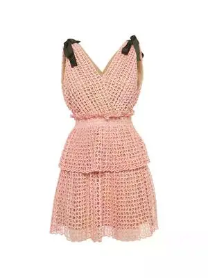 SELF-PORTRAIT Guipure Lace Tiered Mini Dress