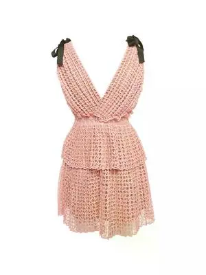 SELF-PORTRAIT Guipure Lace Tiered Mini Dress