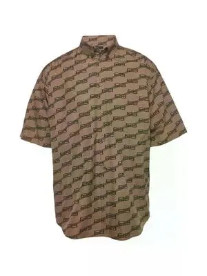 Balenciaga Monogram-print Oversized Shirt - Neutrals