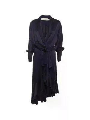 Zimmermann Asymmetric Wrap Midi Dress - Blue