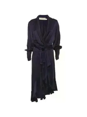 Zimmermann Asymmetric Wrap Midi Dress - Blue