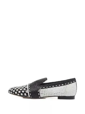 STUART WEITZMAN Woven Leather Loafers - Black