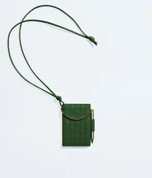 Bottega Veneta Intrecciato Piccolo Pencil Badge Holder - Basil
