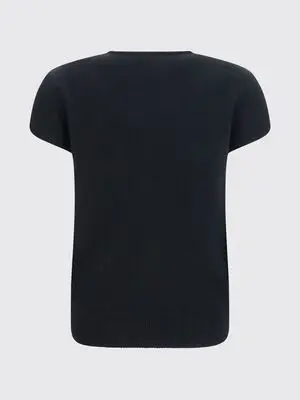 Balmain Crewneck Wool-blend Knit Top With Short Sleeves