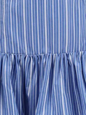 GANNI High-waisted Striped Cotton A-line Mini Skirt With Logo - Navy