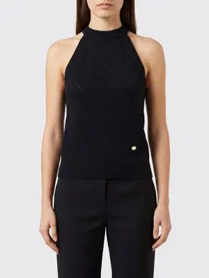 Balmain Halter Neck Knitted Top In Pure Merino Wool - Black