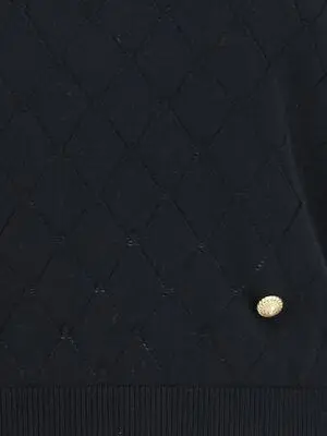 Balmain Halter Neck Knitted Top In Pure Merino Wool - Black