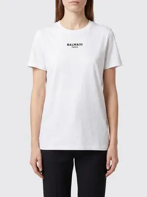Balmain Slim Fit Contrasting Logo Cotton T-shirt - White