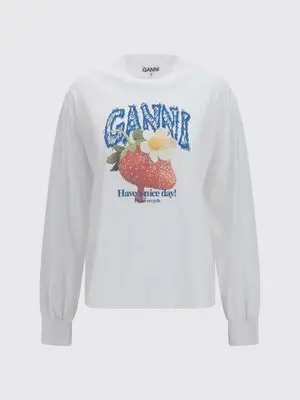 GANNI Relaxed Fit Cotton Jumper With Contrast Logo