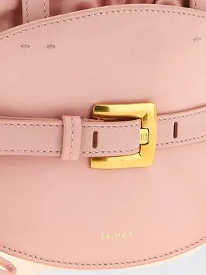 Balmain Shuffle Leather Hourglass Handbag With Drawstring Closure - Pink