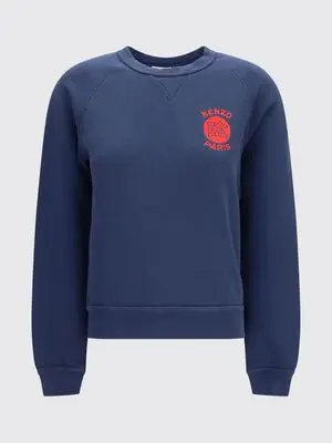 Kenzo Crewneck Cotton Sweatshirt With Contrast Logo - Blue