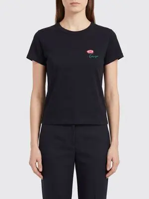 Kenzo Slim Fit Contrasting Logo Cotton T-shirt - Black
