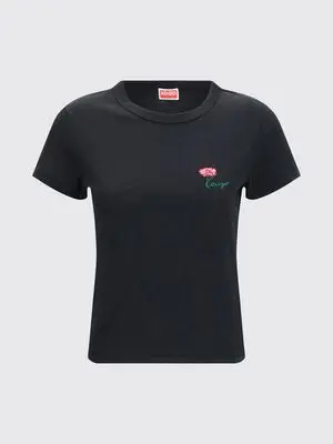 Kenzo Slim Fit Contrasting Logo Cotton T-shirt - Black