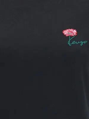 Kenzo Slim Fit Contrasting Logo Cotton T-shirt - Black