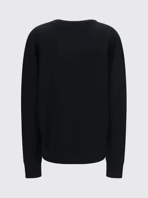 Balmain Pure Merino Wool V-neck Jumper With Applied Logo - Black