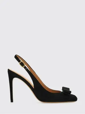 FERRAGAMO Vara Suede Slingback Pumps With Bow Detailing And High Heel - Black