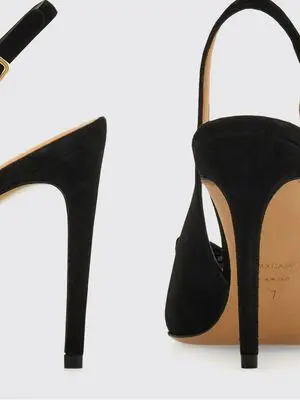 FERRAGAMO Vara Suede Slingback Pumps With Bow Detailing And High Heel - Black