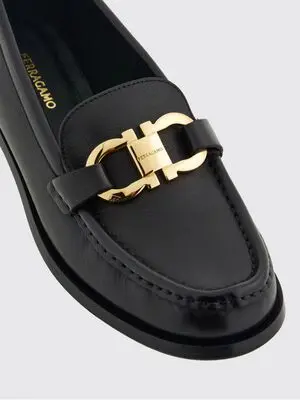 FERRAGAMO Gancini Smooth Calfskin Loafers With Metallic Logo