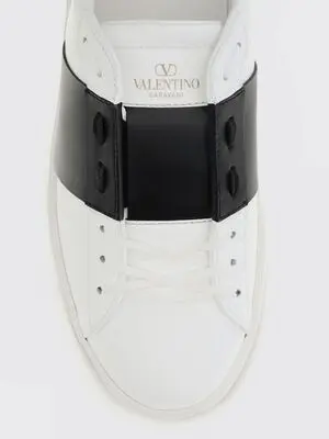 Valentino Garavani Open Calf Leather Sneakers With Contrasting Band - White