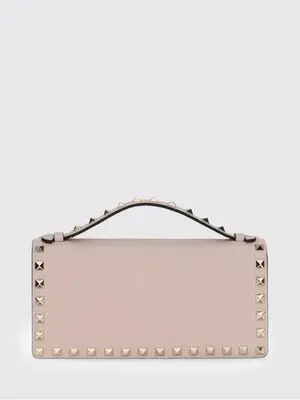 Valentino Garavani Rockstud Calfskin Leather Handbag With Studs And Chain Strap - Pink