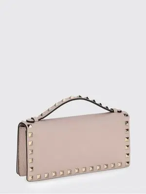 Valentino Garavani Rockstud Calfskin Leather Handbag With Studs And Chain Strap - Pink
