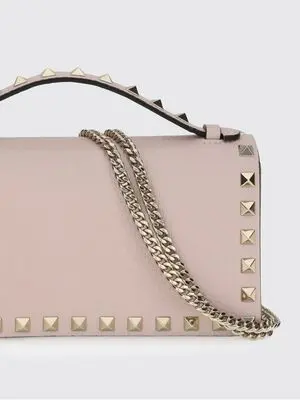 Valentino Garavani Rockstud Calfskin Leather Handbag With Studs And Chain Strap - Pink