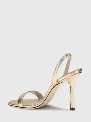 JIMMY CHOO Jenn Laminated Leather High Heel Slingback Sandals - Gold