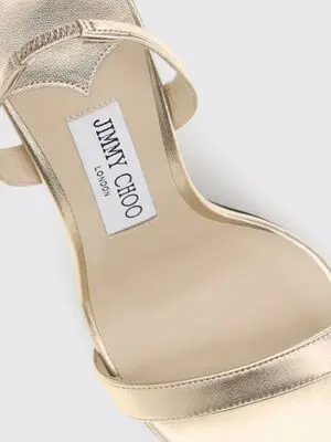 JIMMY CHOO Jenn Laminated Leather High Heel Slingback Sandals - Gold