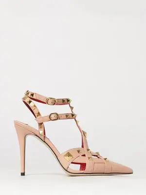 Valentino Garavani Studded T-strap Stiletto Heel Pumps In Goatskin Leather - Pink