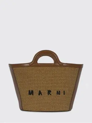 Marni Tropicalia Leather And Raffia Bag - Brown