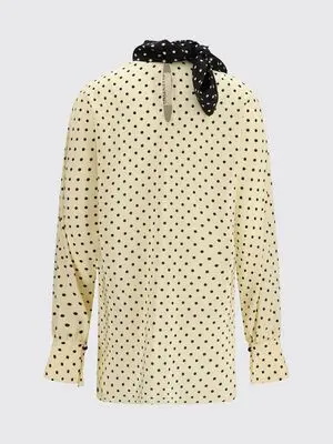 Valentino Garavani Polka-dot Silk Blouse With Pussy-bow Collar - Beige