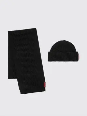Dsquared2 Ribbed Knit Beanie And Scarf Set - Black