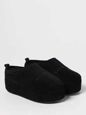 Balenciaga Alaska Suede Shearling Lined Platform Mules - Black