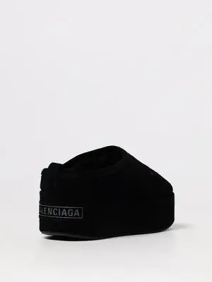 Balenciaga Alaska Suede Shearling Lined Platform Mules - Black