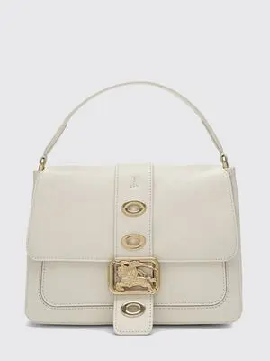 Burberry Rider Handbag In Smooth Lambskin With Ekd Logo - Ivory