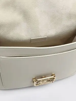 Burberry Rider Handbag In Smooth Lambskin With Ekd Logo - Ivory