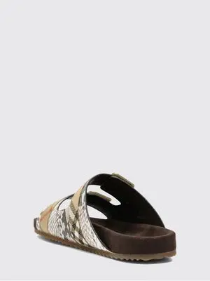 Burberry Urchin Low-heeled Sandals In Python-print Calfskin Leather - Multicolor