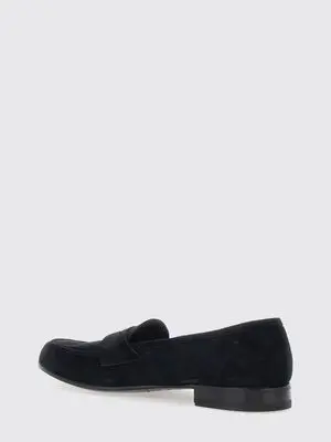 LIDFORT Suede Calfskin Loafers With Saddle Strap - Blue