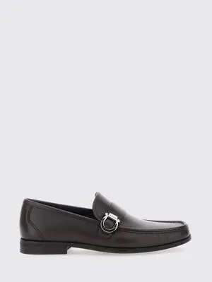 FERRAGAMO Smooth Calf Leather Gancini Loafers - Brown