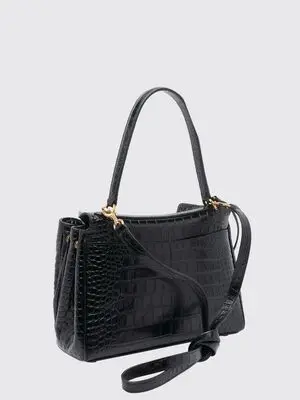 Balenciaga Calf Leather Crocodile Print Handbag - Black